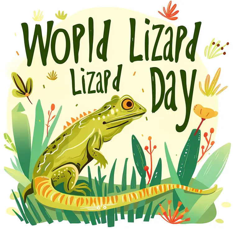 Green Lizard Illustration for World Lizard Day