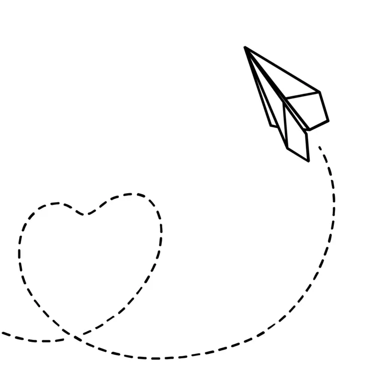 Paper Airplane with Heart Trail
