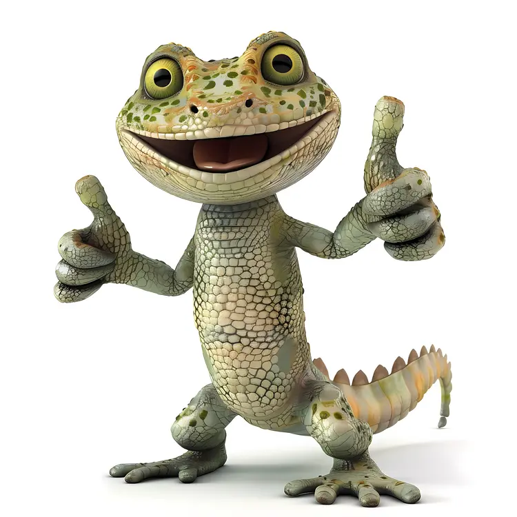 Cheerful Cartoon Lizard Giving Thumbs Up