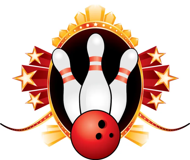 Bowling Pins and Red Ball with Stars
