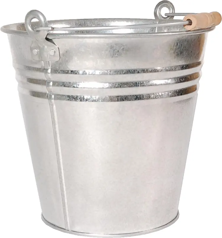 Shiny Silver Metal Bucket with Handle
