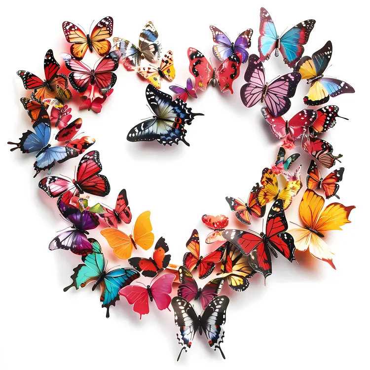 Heart of Colorful Butterflies