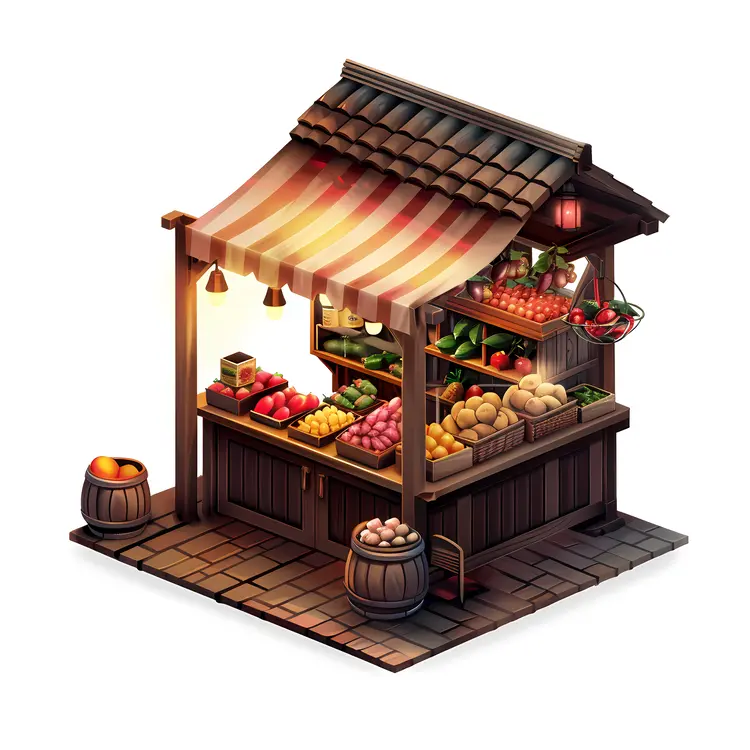 Cozy Market Stall with Fresh Produce