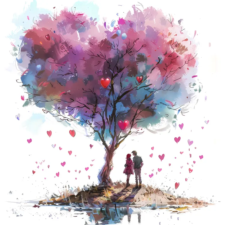 Romantic Couple Under Heart-Shaped Tree