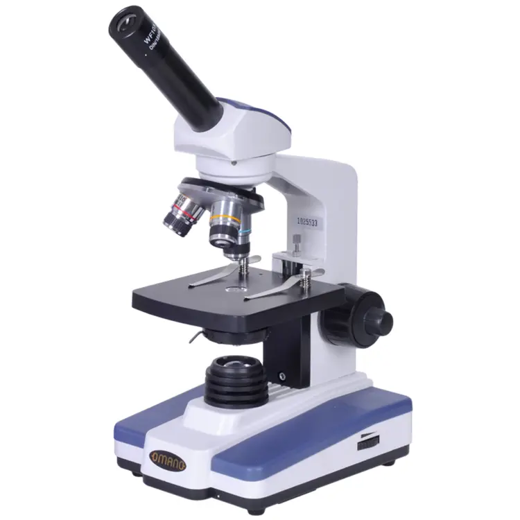 White and Blue Microscope for Laboratory Use