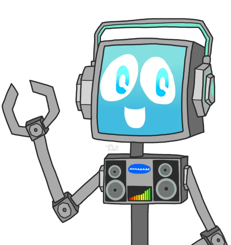 Screen-faced Robot with Headphones