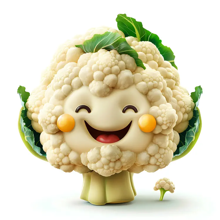 Happy Cauliflower with Green Leaves
