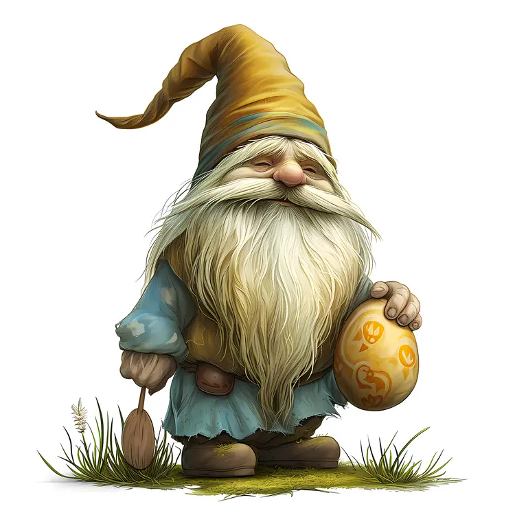 Gnome Holding a Large Easter Egg