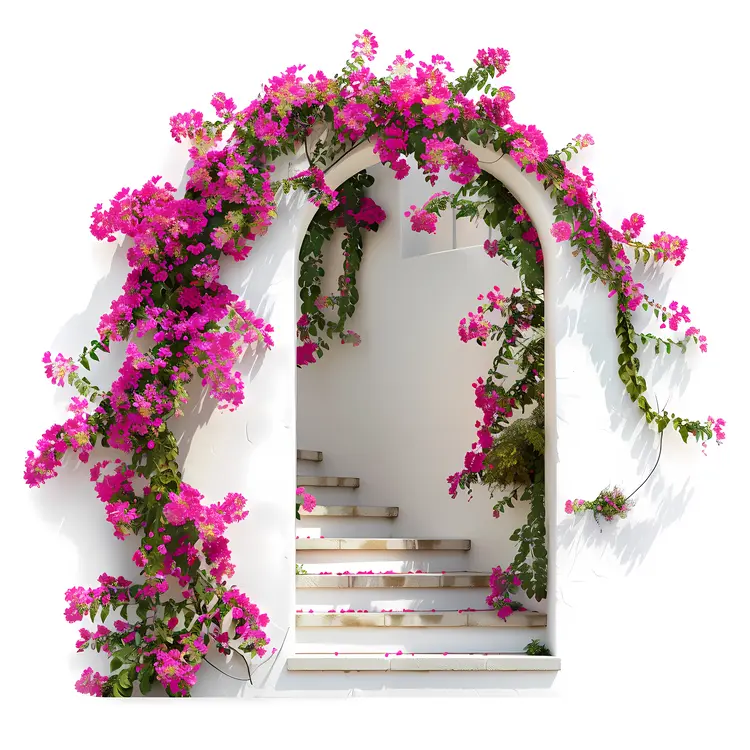 Pink Flowers Adorning an Archway