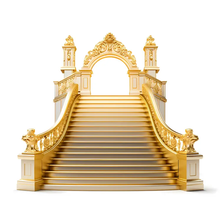Golden Staircase with Elegant Arch