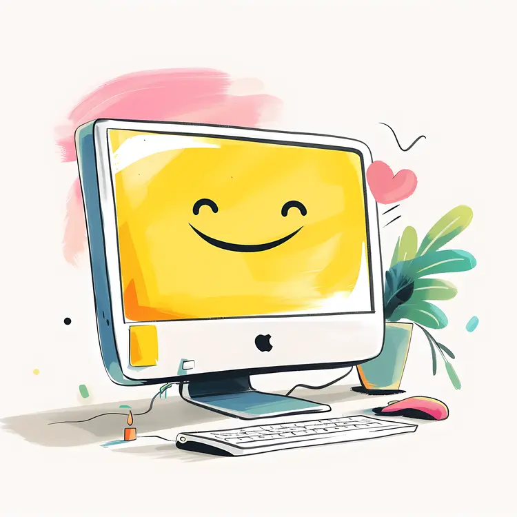 Happy Computer with a Smile