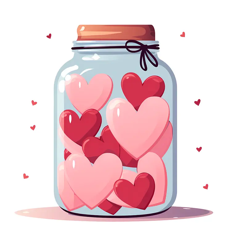 Jar Filled with Hearts for Valentine's Day