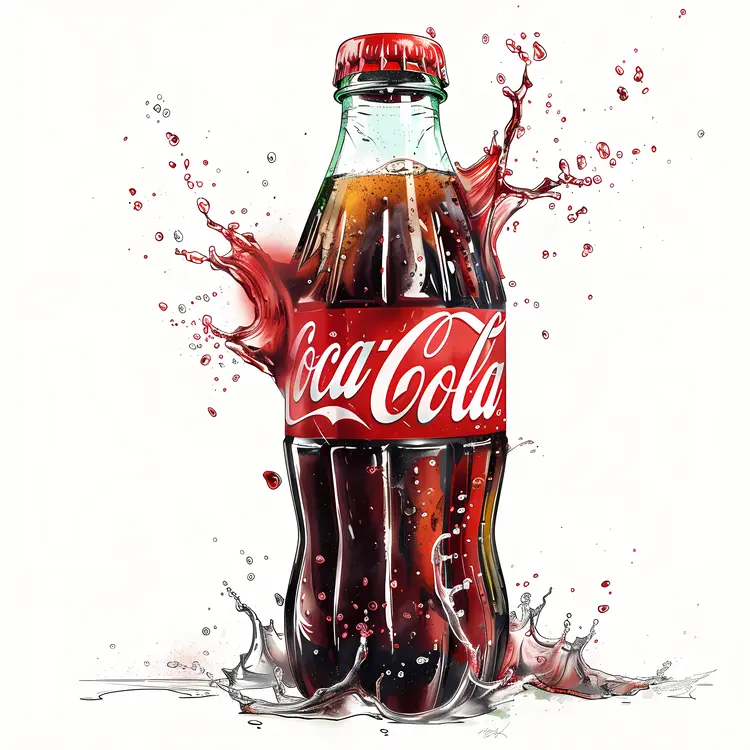 Coca-Cola Bottle with Splashes