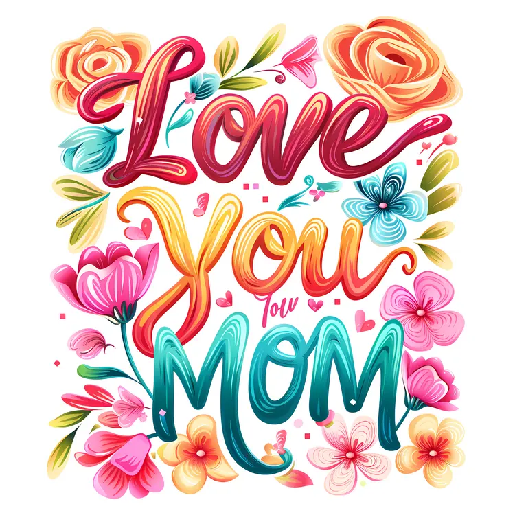 Colorful Love You Mom Greeting