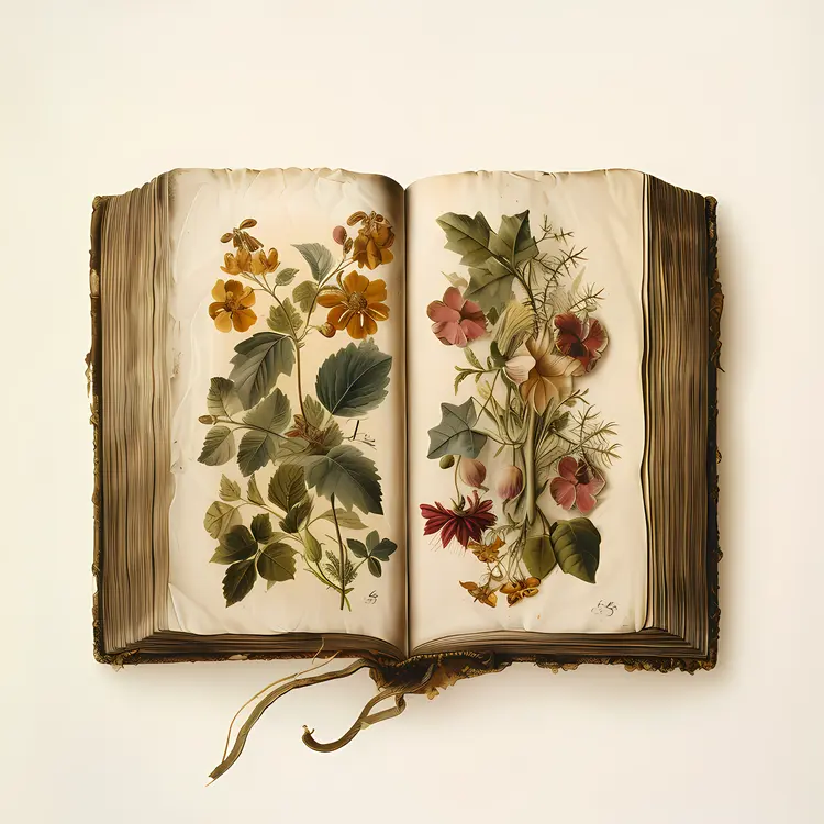Botanical Book with Flower Illustrations