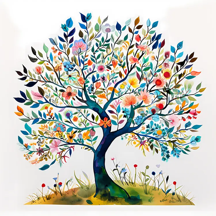 Colorful Tree with Flowers