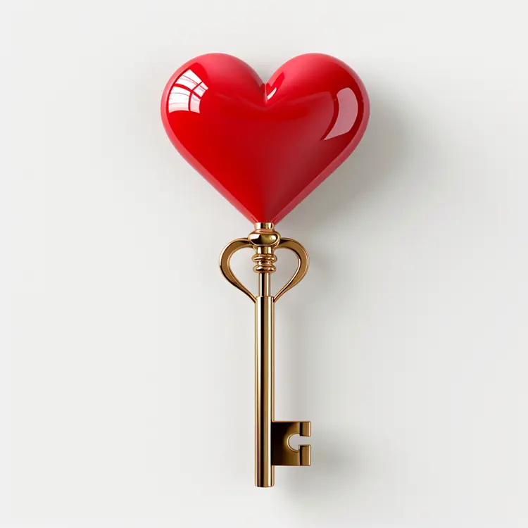 Modern Red Heart Key with Sleek Design