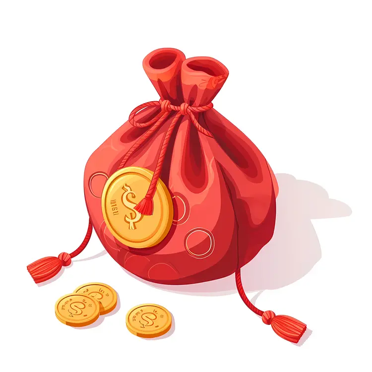Red Coin Pouch with Gold Coins
