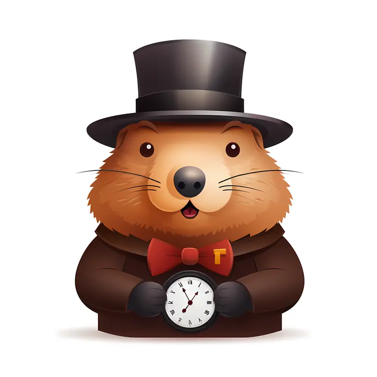 Cute Groundhog with Clock