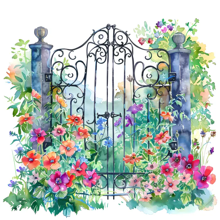 Beautiful Garden Gate with Flowers
