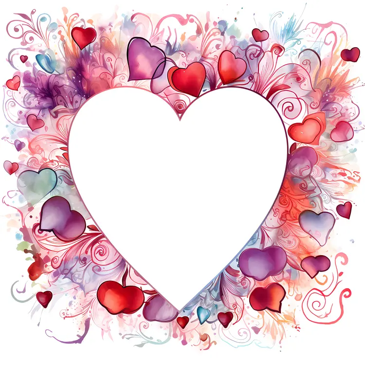 Colorful Heart Frame with Hearts