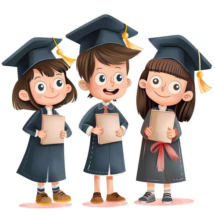 Cartoon Graduating Children