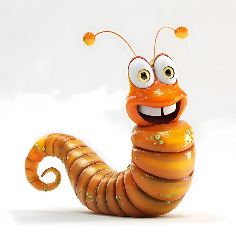 Smiling Orange Cartoon Worm with Spots