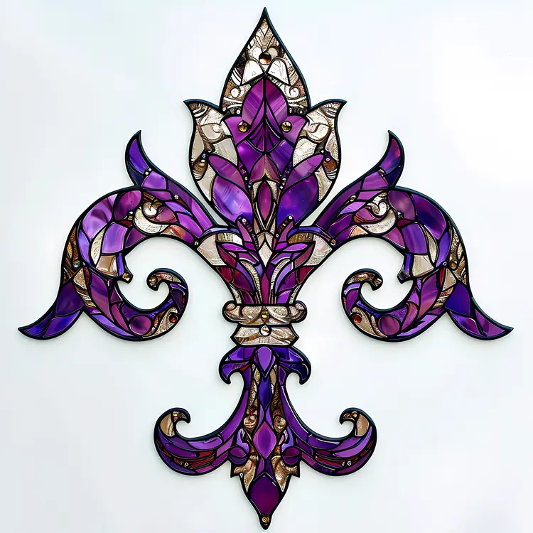 Purple Stained Glass Fleur-de-lis