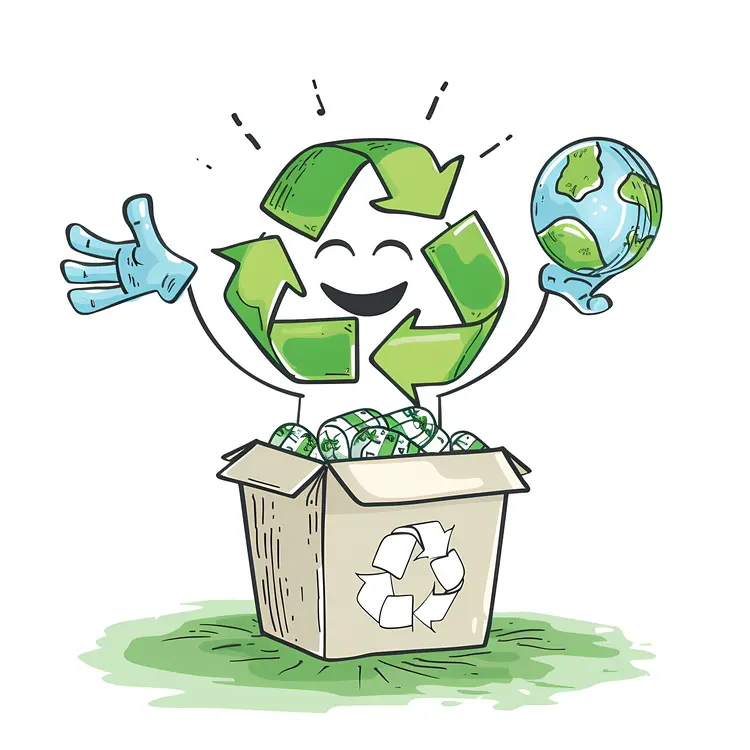 Happy recycling symbol with Earth