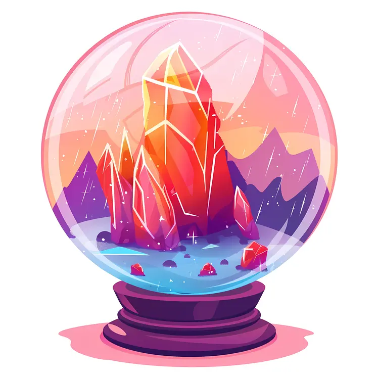 Crystal Ball with Red Crystals Inside