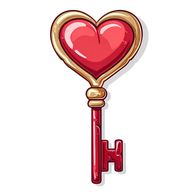 Simple Cartoon Heart Key