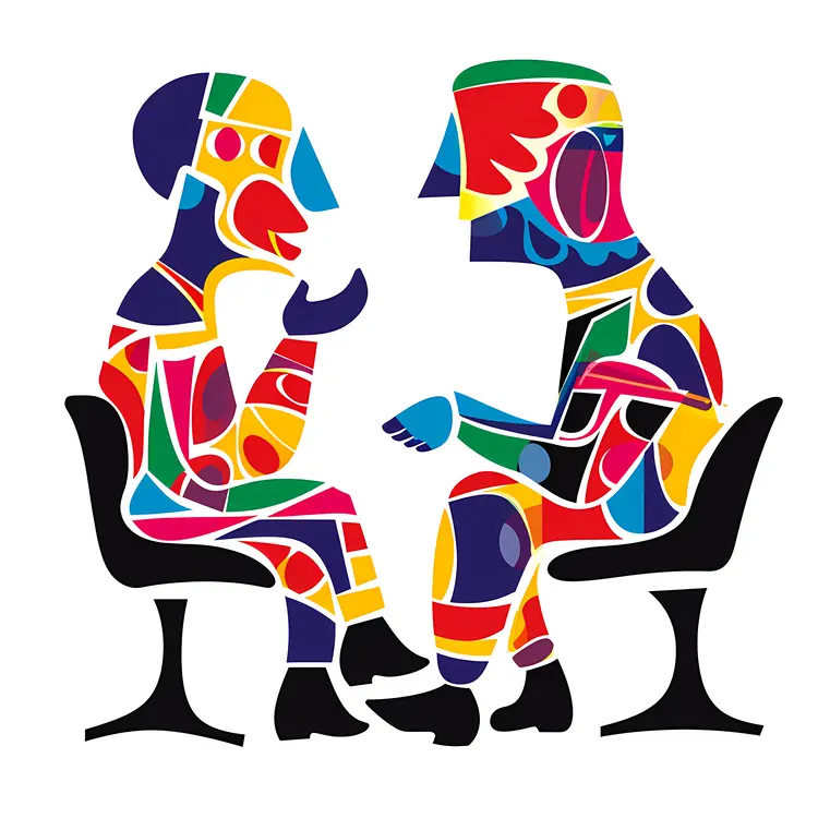 Colorful Abstract Figures in Conversation