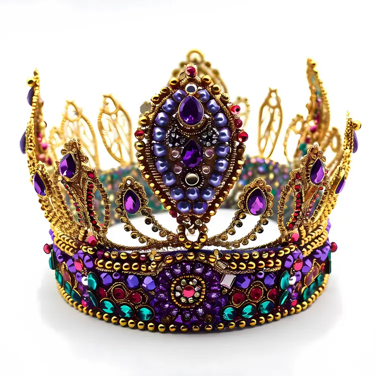 Gold and Purple Crown with Red and Green Jewels