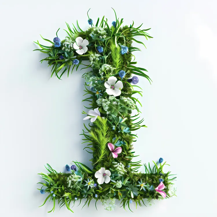 Number One with Flowers and Leaves