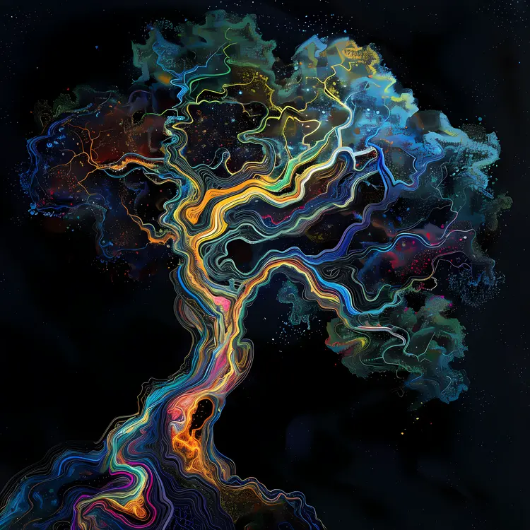 Abstract Colorful Tree Art