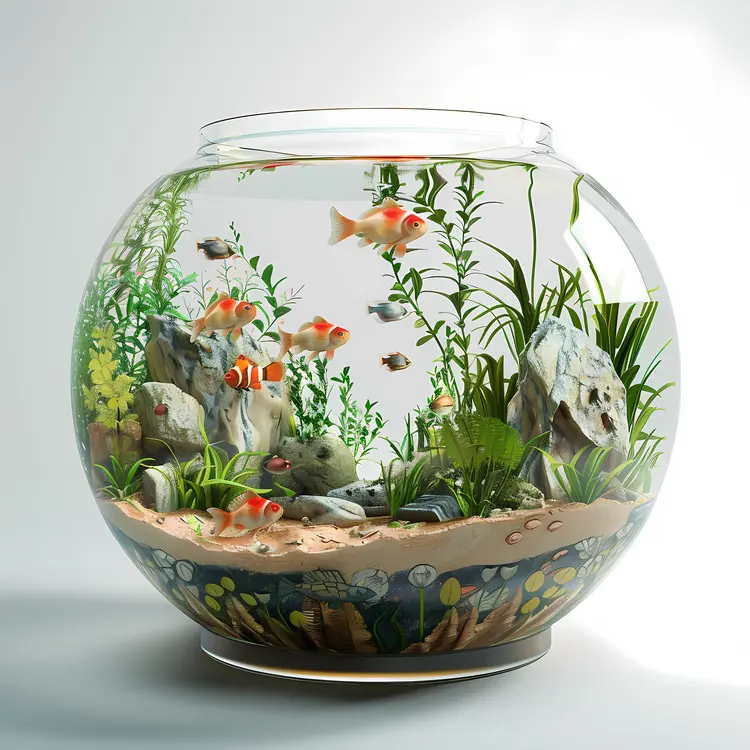 Decorative Fish Bowl with Plants