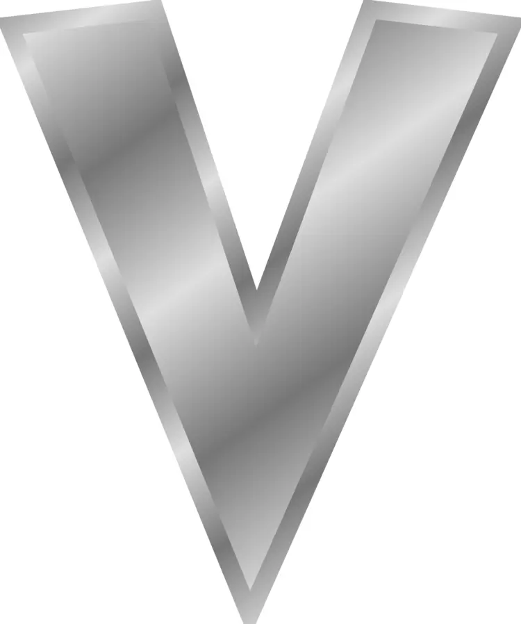 Shiny Silver Letter V