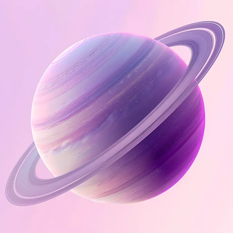 Purple Planet with Rings in Space