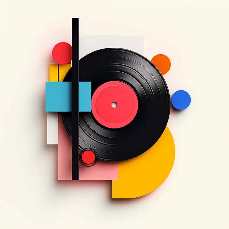 Vinyl Record with Colorful Geometric Shapes