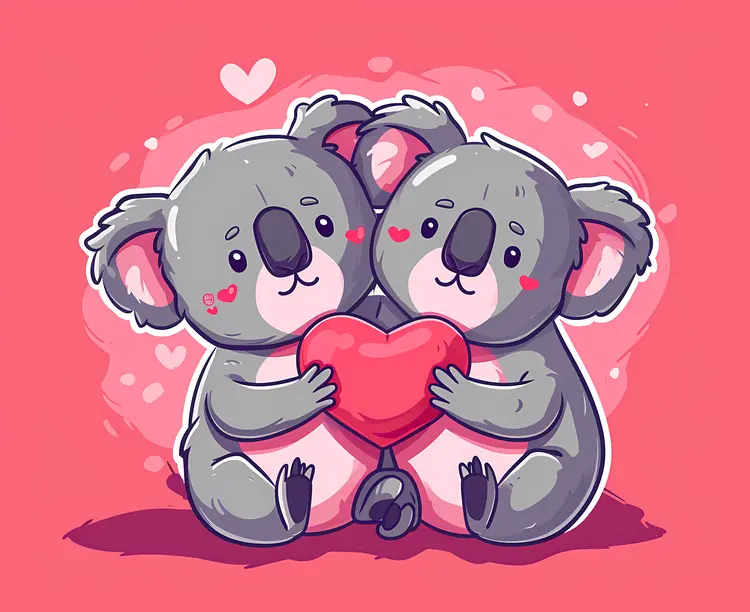 Koalas with Heart for Valentine's Day