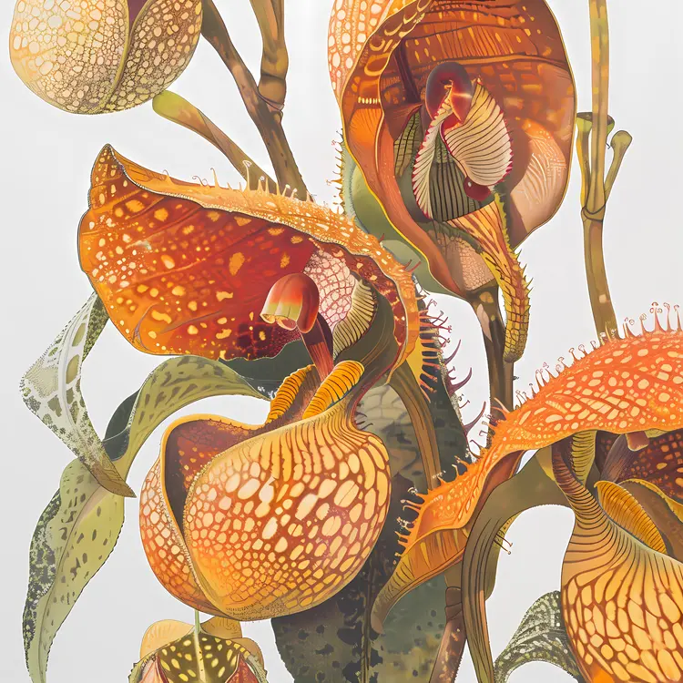 Detailed Pitcher Plants Illustration