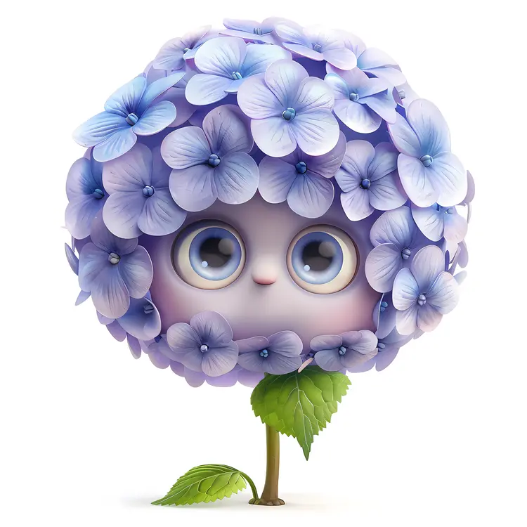 Cute Hydrangea Flower Character