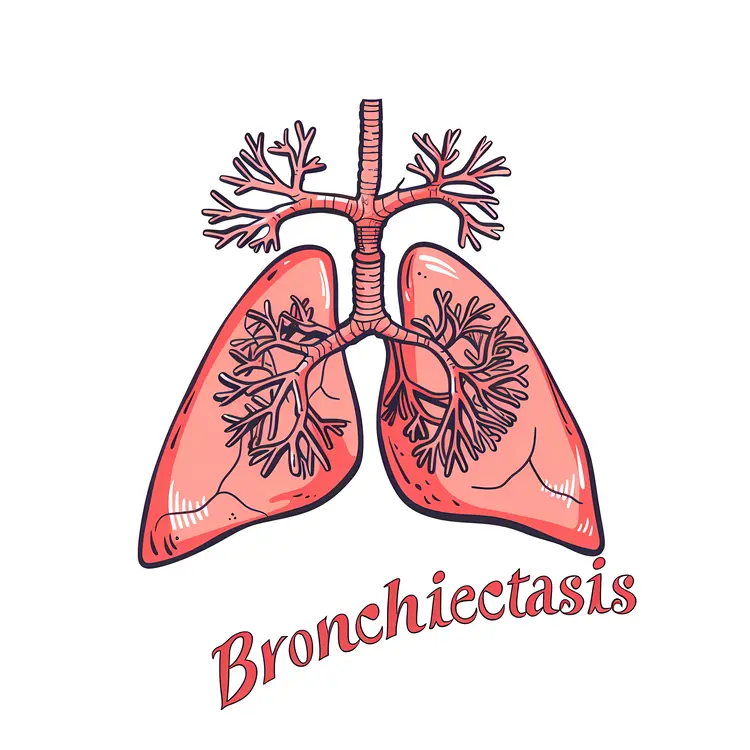 Bronchiectasis Medical Illustration with Lungs