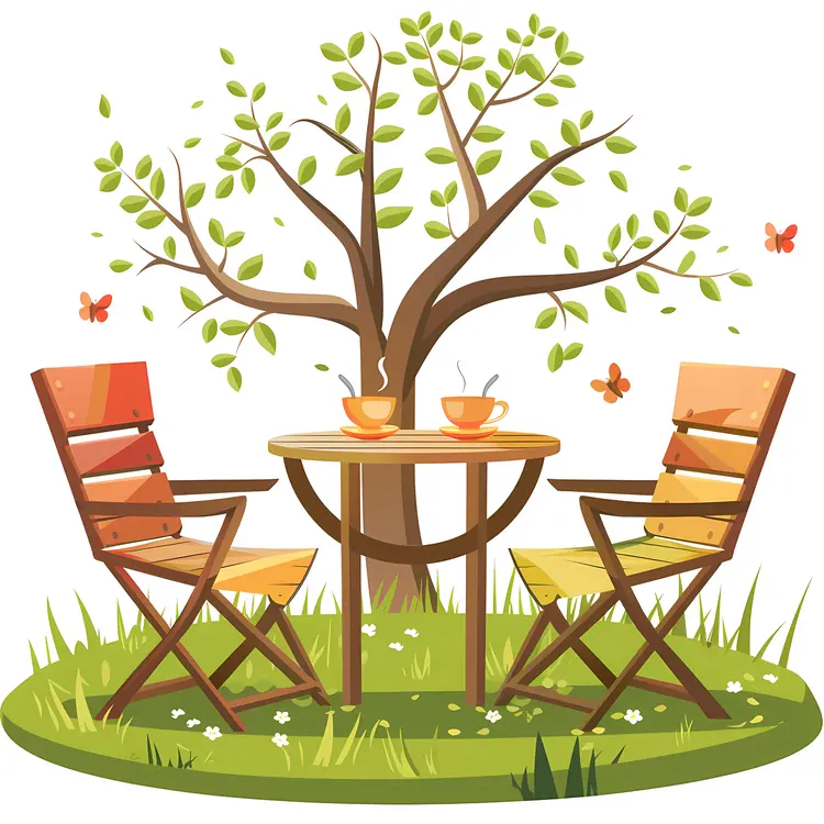 Outdoor Table and Chairs Under Tree