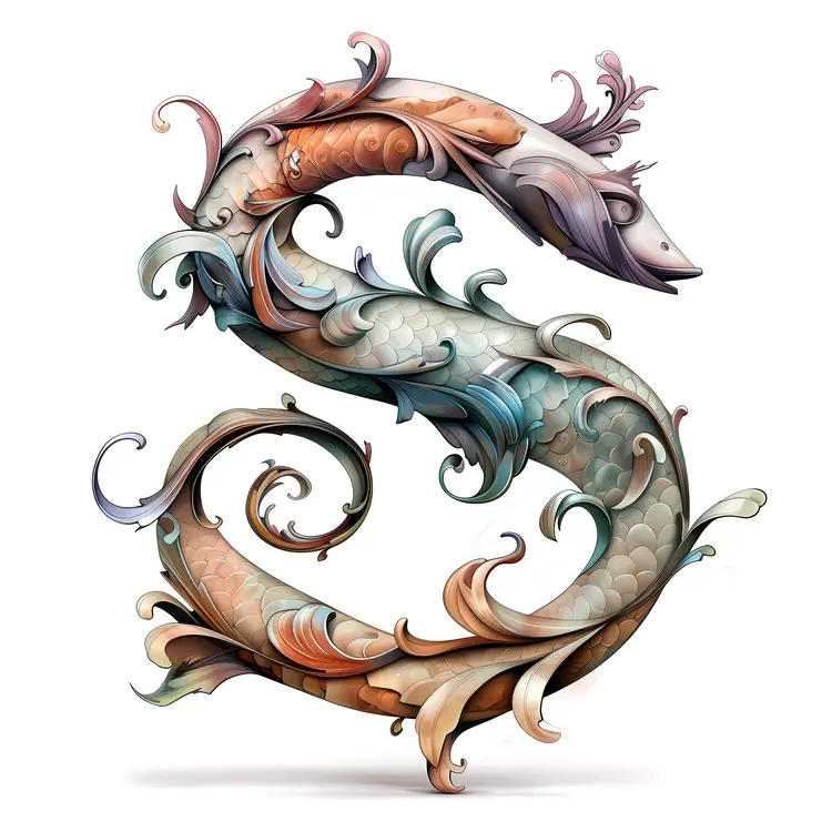 Fish Themed Ornate Letter S