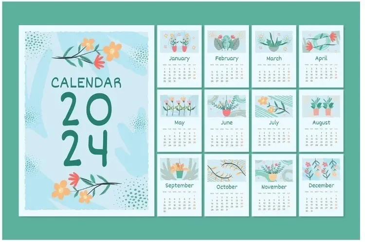 2024 Floral Monthly Calendar