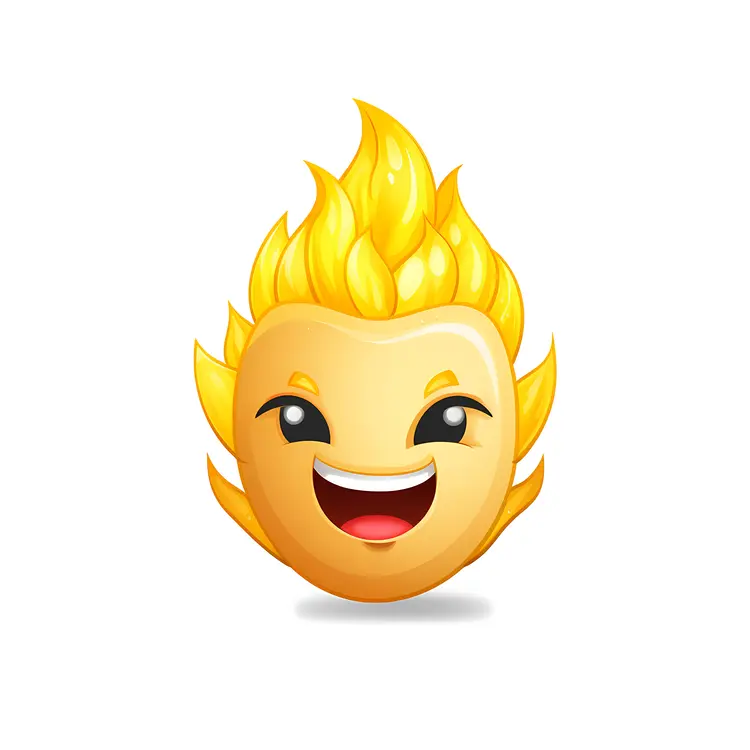 Happy Flame Emoji Cartoon Illustration