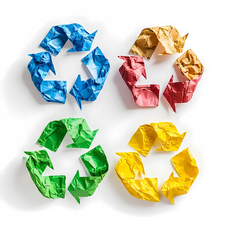 Colorful paper recycling symbols