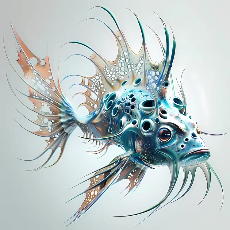 Blue and Spiky Fish with Fins
