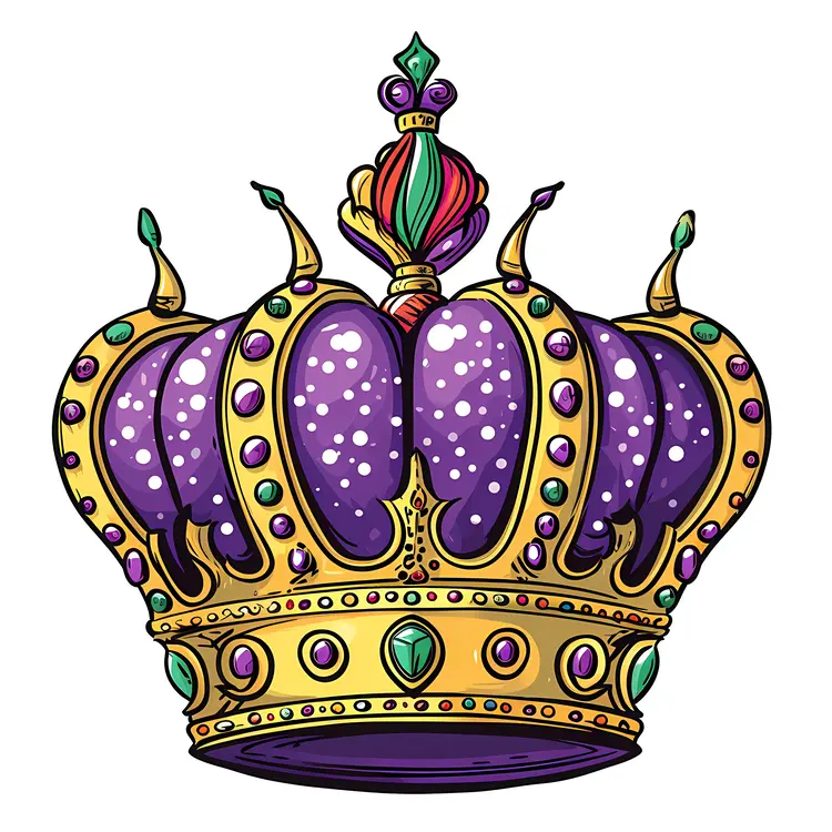 Illustrated Purple and Gold Crown with Jewels